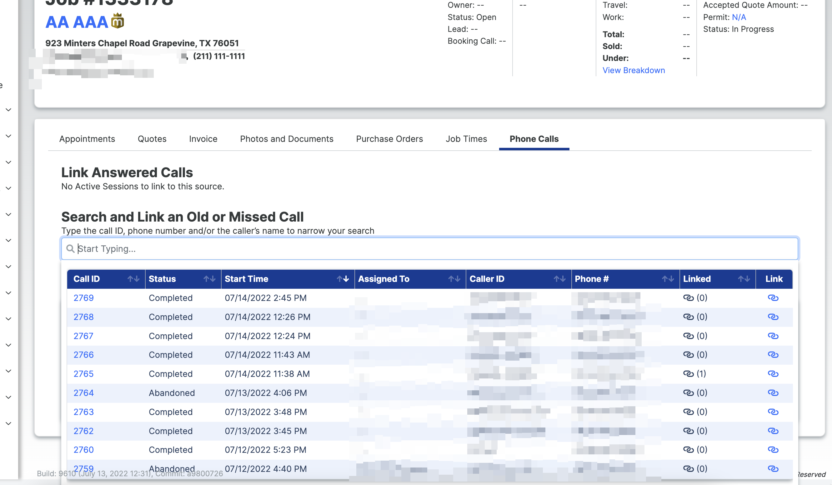 How Do I Link A Call To A Job 
